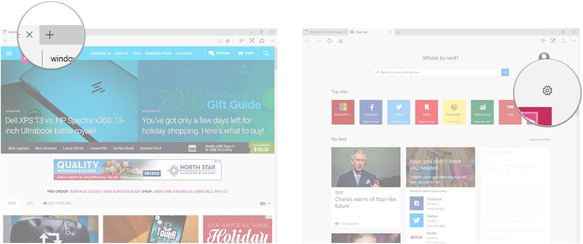 How to customize launch and tab options in Edge for Windows 10 ...