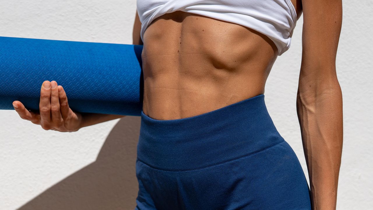 ‘This dead bug variation engages your upper abs and…