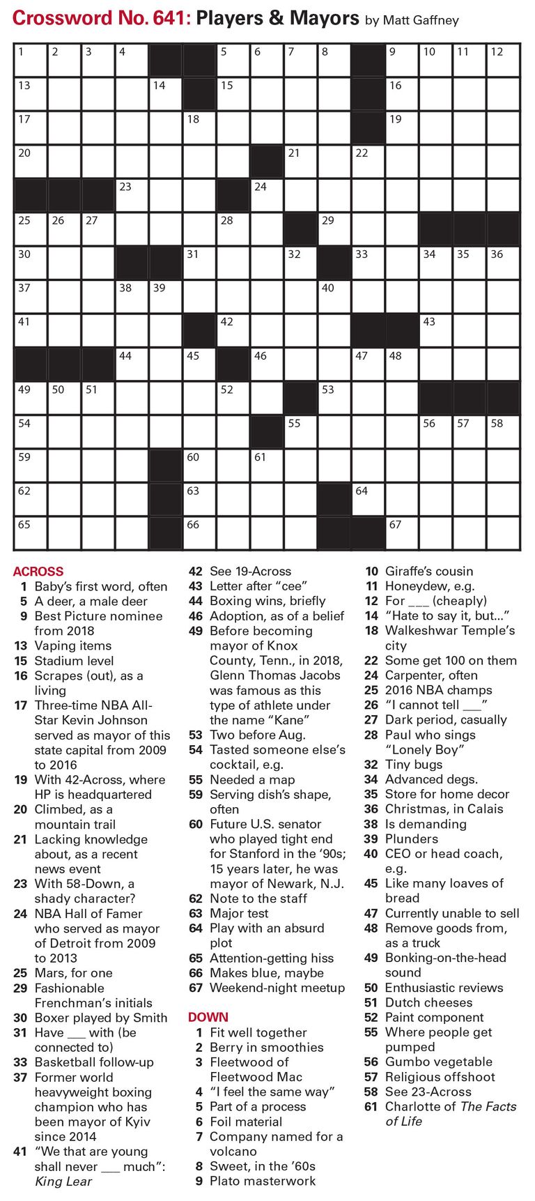 Puzzles: Printable Crossword - Issue: April 1, 2022 - Puzzles ...