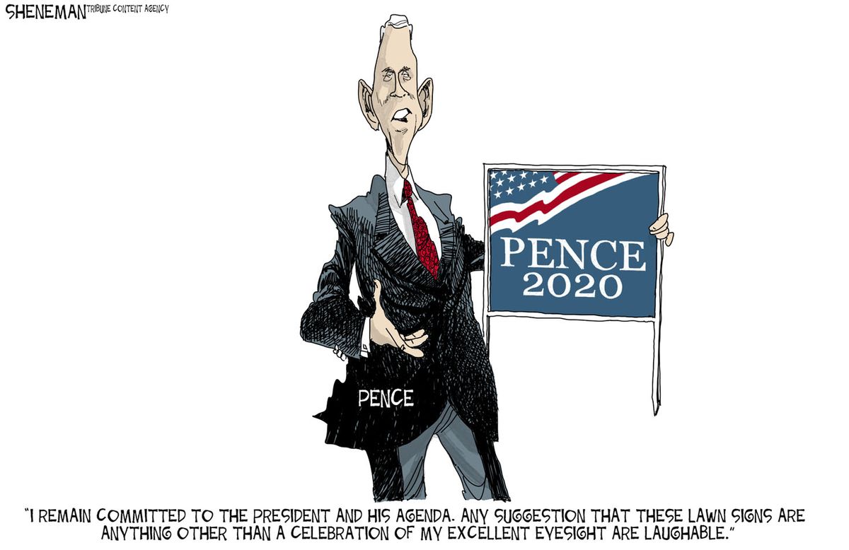 Political cartoon U.S. Pence presidential campaign fake news | The Week