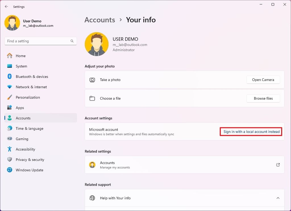 How to switch to a local account from a Microsoft account on Windows 10 ...