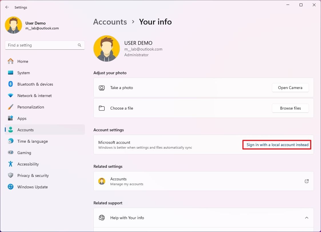 How to switch to a local account from a Microsoft account on Windows 10 ...