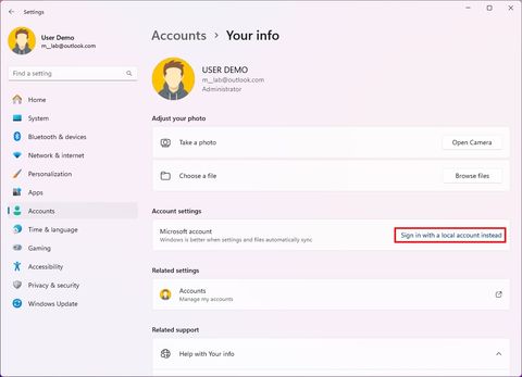 How to switch to a local account from a Microsoft account on Windows 10 ...