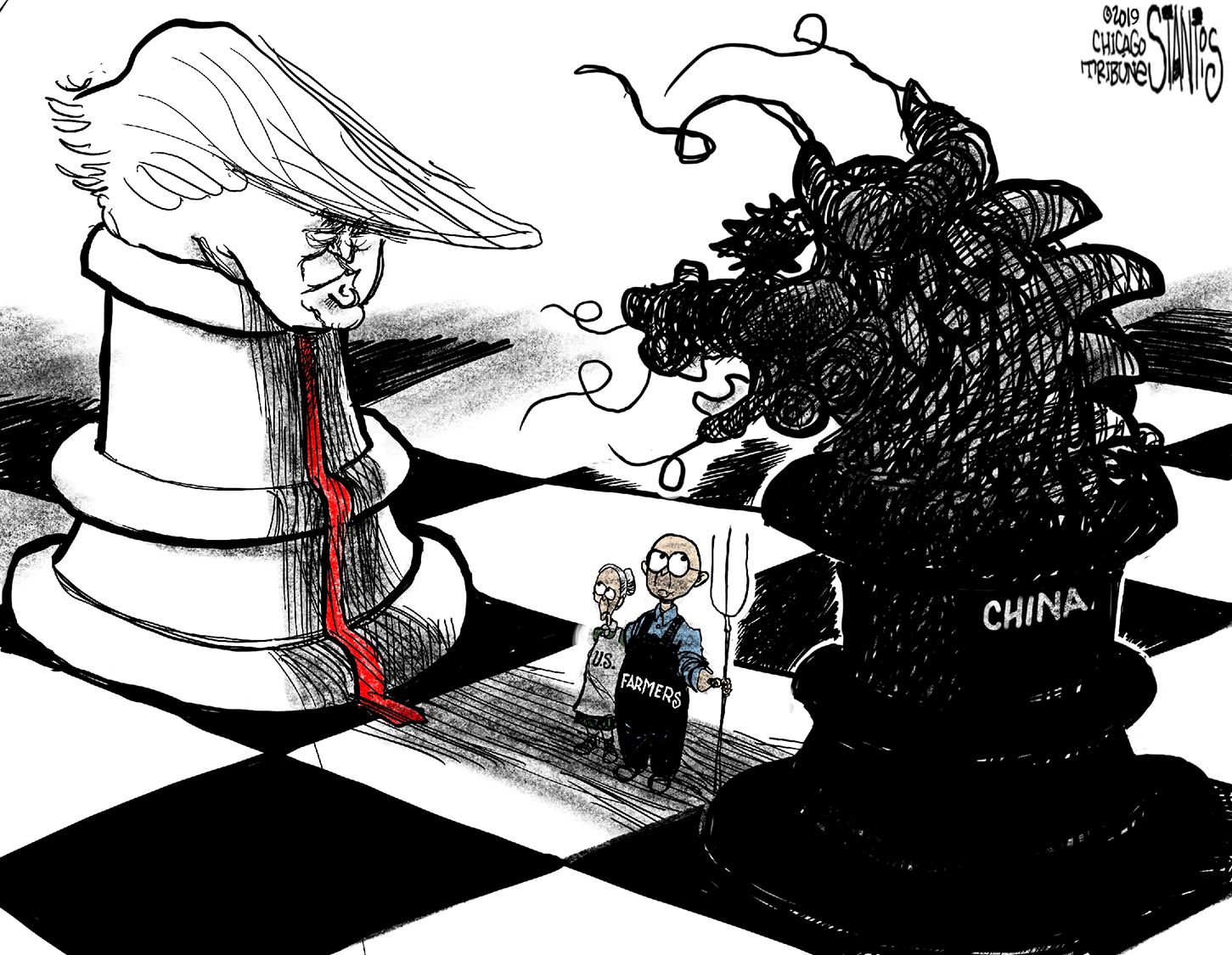 Political Cartoon U.S. Trump China Trade War Chess Board | The Week