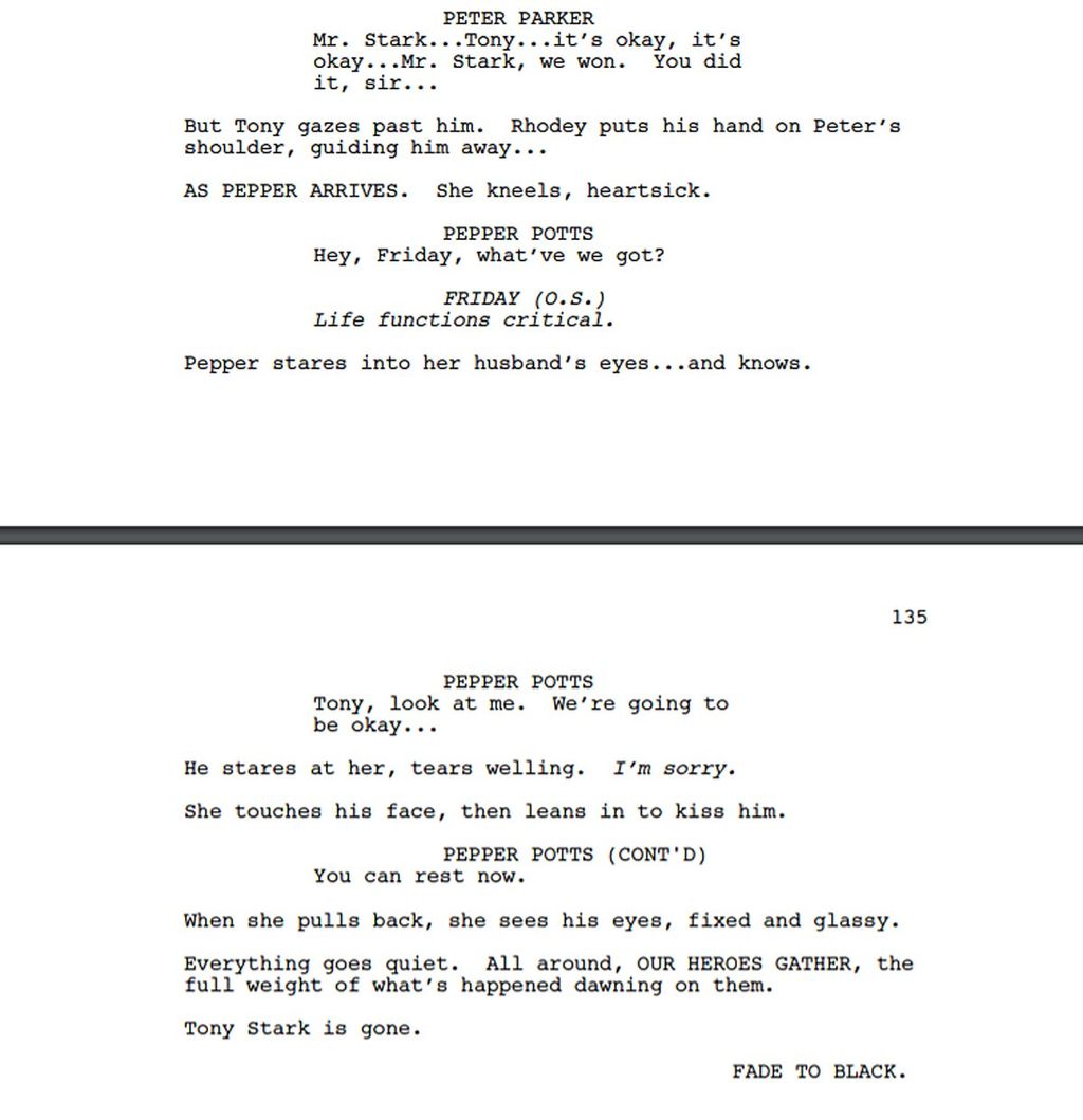 Avengers: Endgame Script Reveals Tony Stark's Heartbreaking Final ...