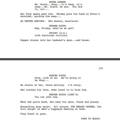 Avengers: Endgame Script Reveals Tony Stark's Heartbreaking Final ...