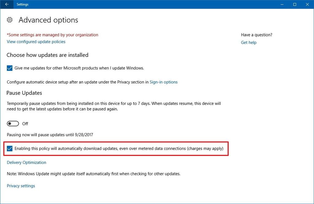 How to allow updates over metered connections on Windows 10 Fall ...