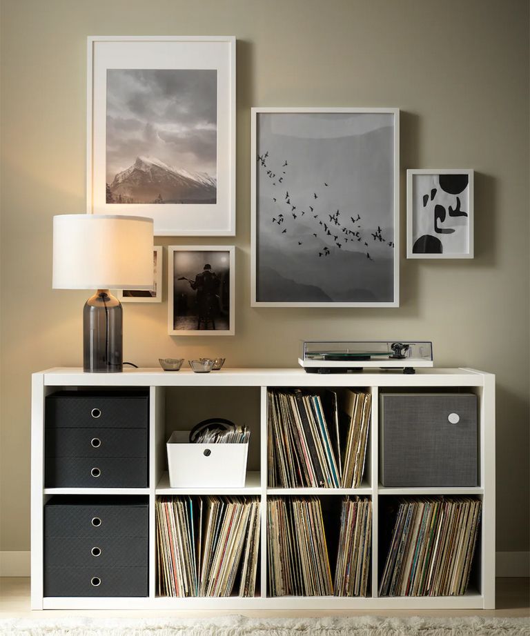 This IKEA KALLAX hack is now a chic record player stand