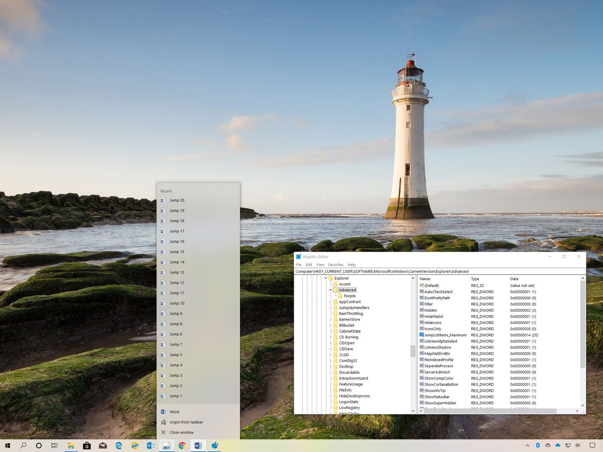 How to raise number of items in Jump Lists on Windows 10 | Windows Central