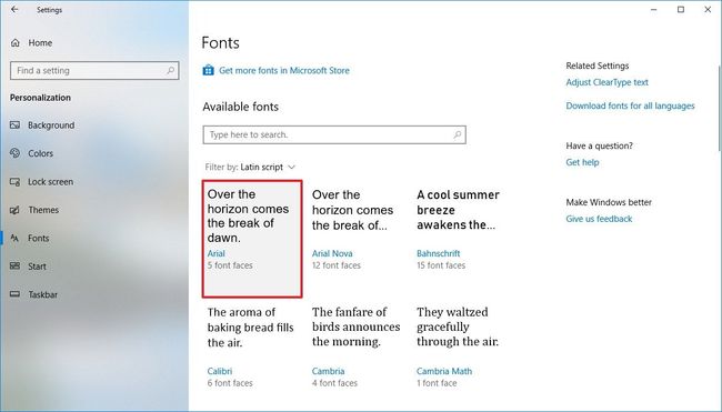How to manage Fonts settings on the Windows 10 April 2018 Update ...