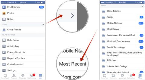 How to find 'Most Recent' Newsfeed in Facebook 10.0 for iOS | iMore