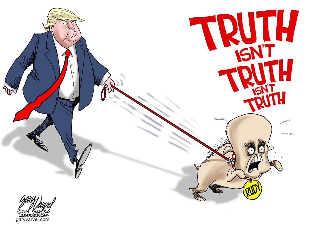 Political cartoon U.S. Trump Rudy Giuliani truth isn't truth | The Week