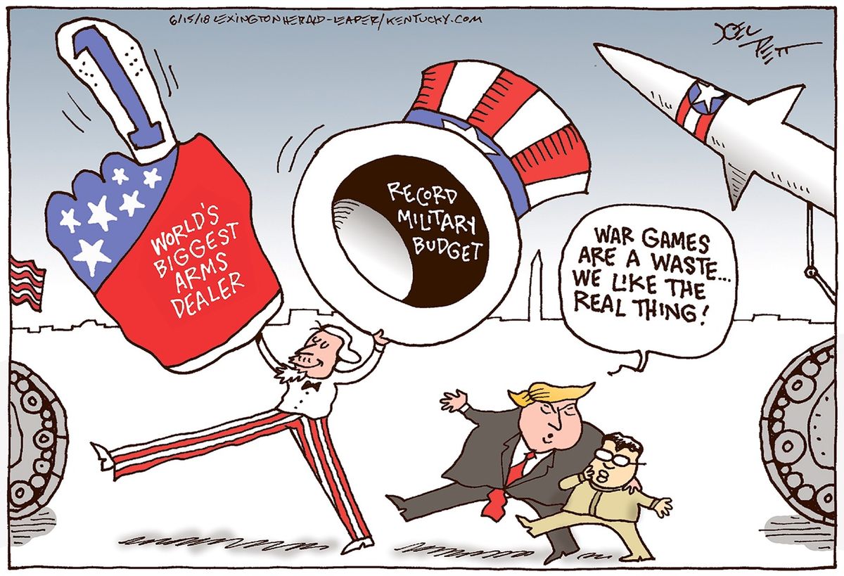 Political cartoon U.S. Trump Kim Jong Un North Korea Singapore nuclear ...