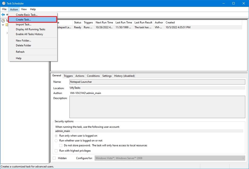 How to create an automated task using Task Scheduler on Windows 10 ...
