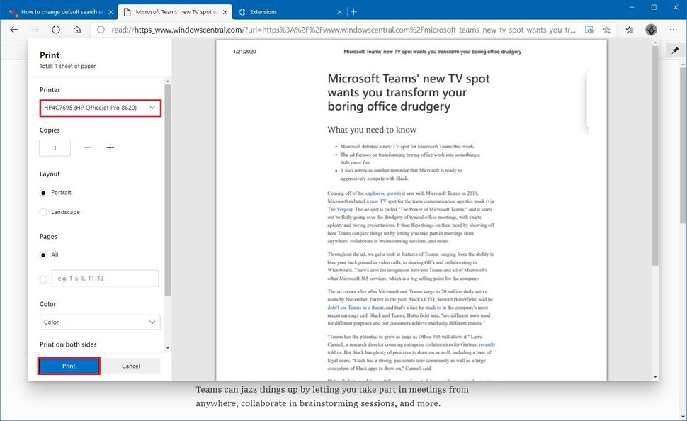 How to use the new Microsoft Edge print features | Windows Central