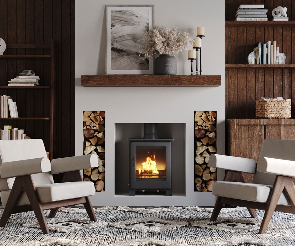11 log burner surround ideas for every type of stove | Homebuilding