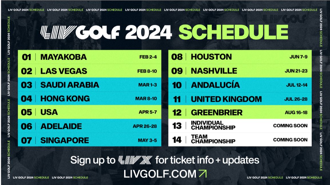 LIV Golf Schedule: All 14 LIV Golf League Events In 2024 | Golf Monthly