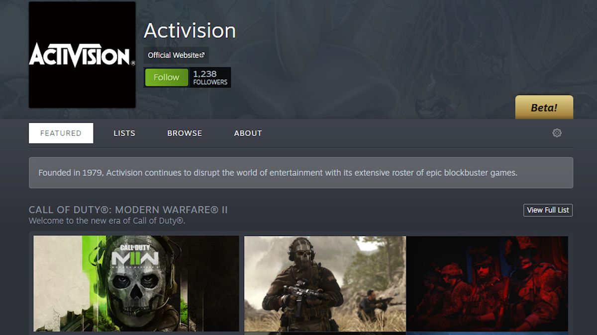 Activision further embraces Steam with official publisher homepage | PC ...