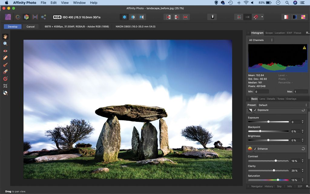 Six tips to enhance a landscape in Affinity Photo: contrast, clarity ...