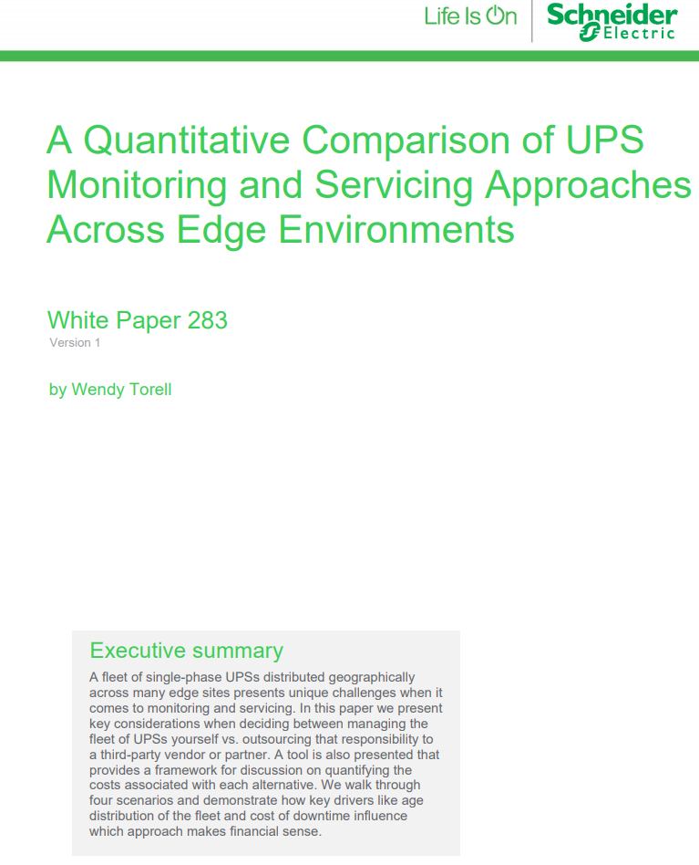 A quantitative comparison of UPS monitoring and servicing approaches ...