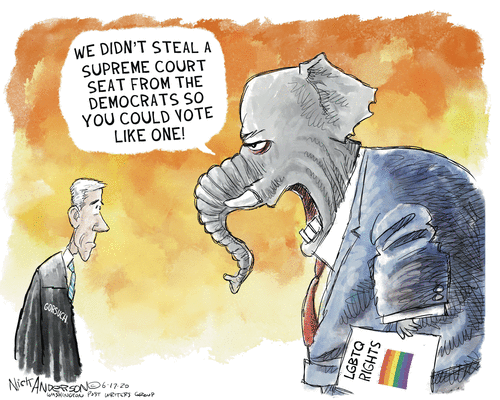 Political Cartoon U.S. Gorsuch supreme court LGBTQ rights GOP | The Week
