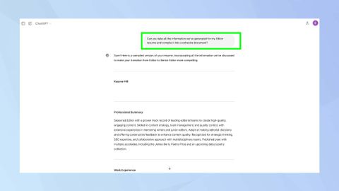 How to use ChatGPT to write a resume | Tom's Guide