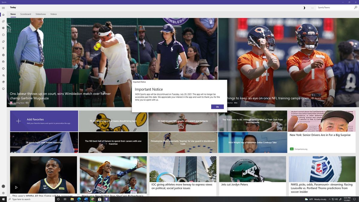The clock is running out for MSN Sports on Windows 10 | Windows Central