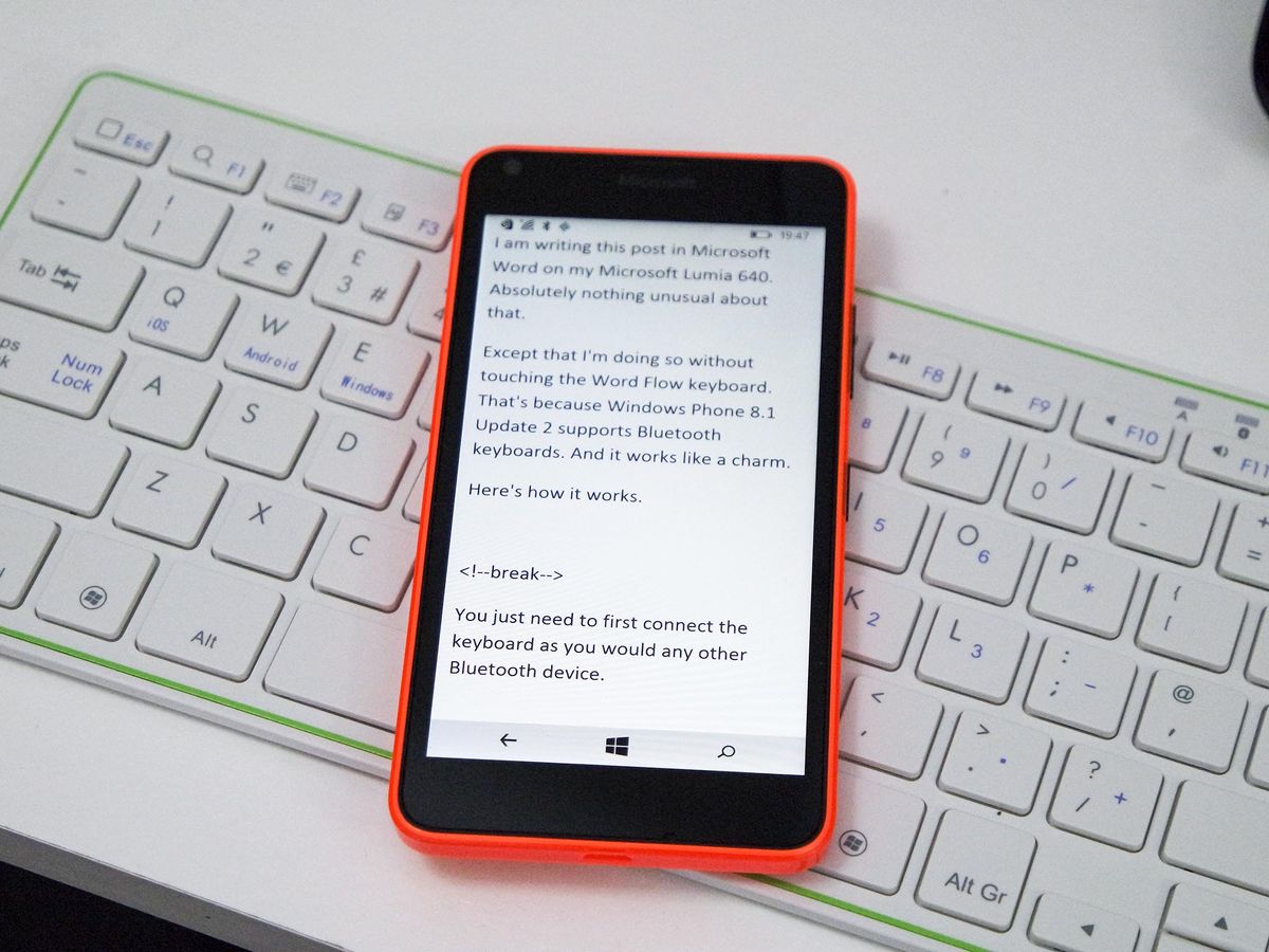 Here's how to use a Bluetooth Keyboard with Windows Phone 8.1 Update 2 ...