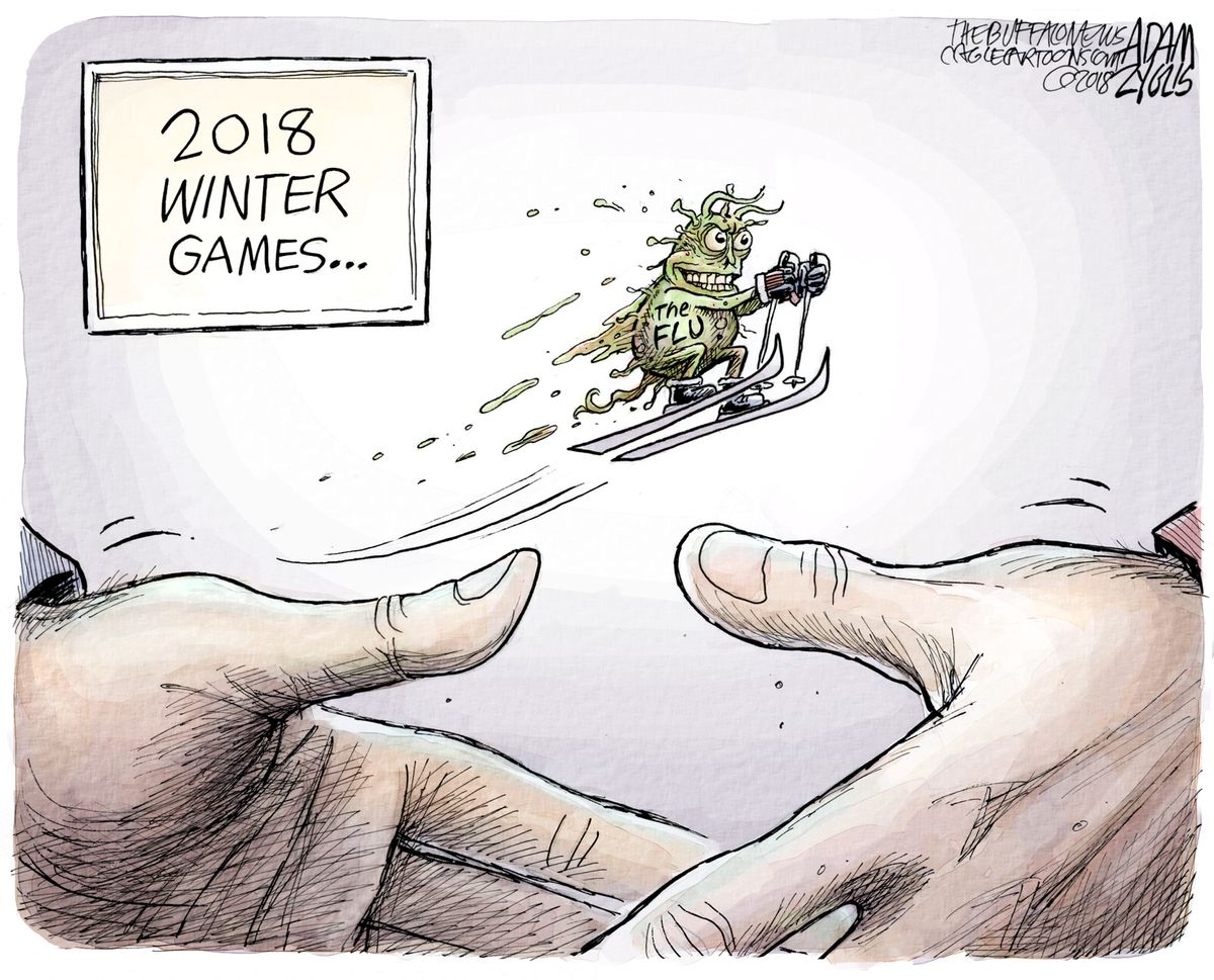 Editorial cartoon U.S. Flu epidemic Olympics 2018 | The Week