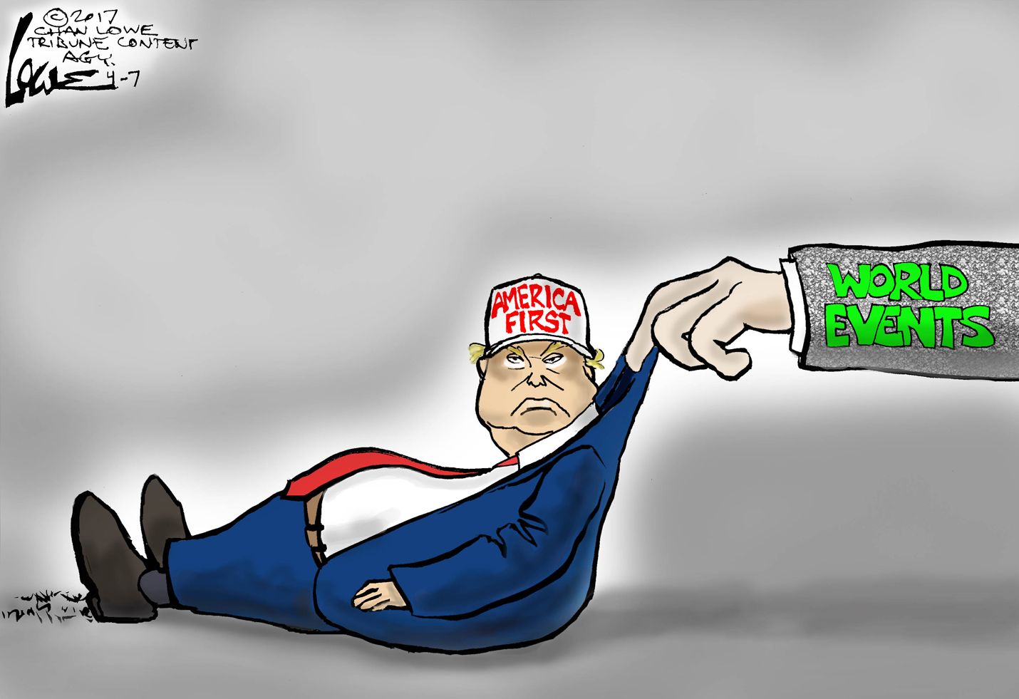 Political Cartoon U.S. World events foreign policy Trump America First ...