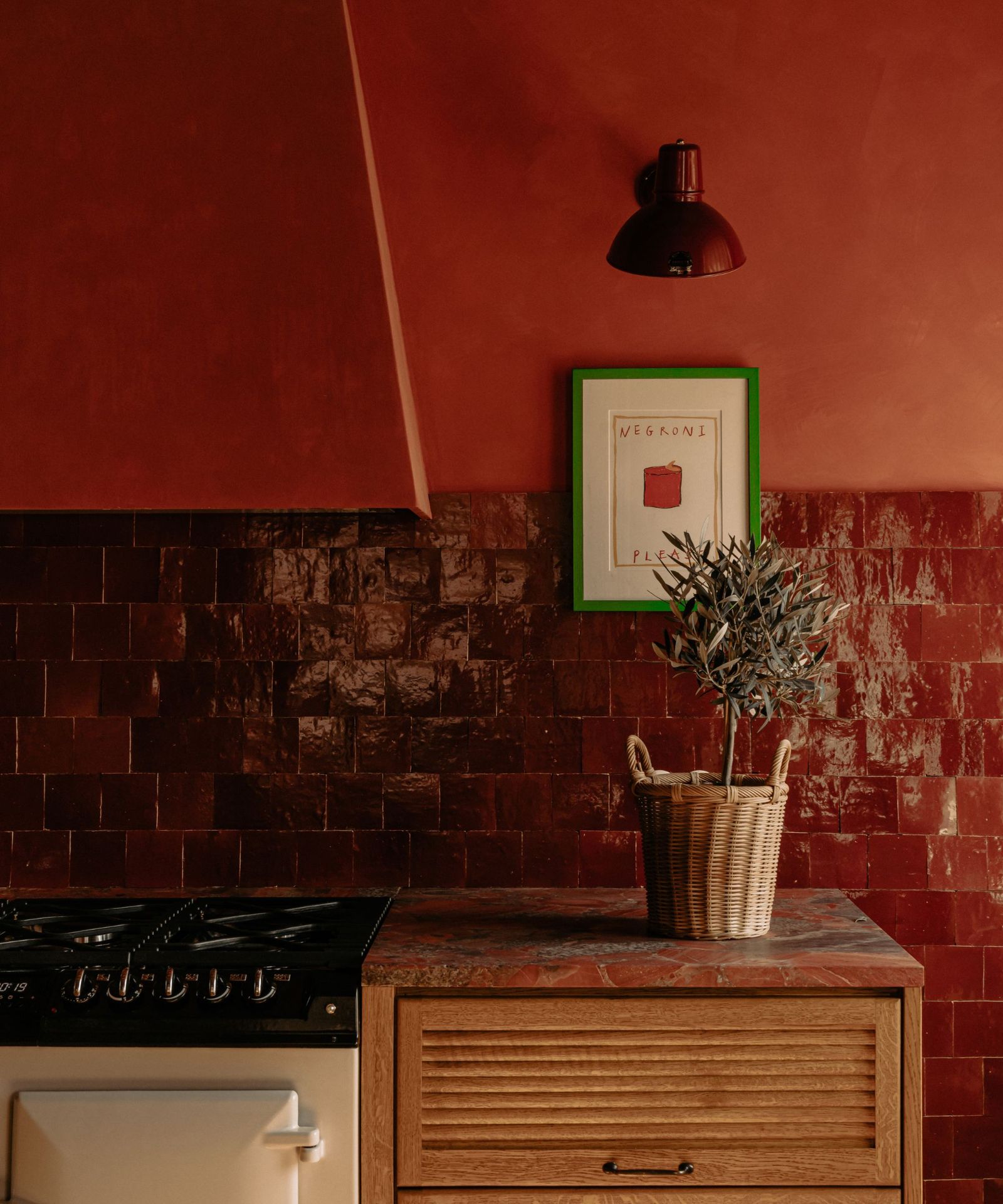 Tour this wooden kitchen with unexpected paprika red walls | Homes and ...