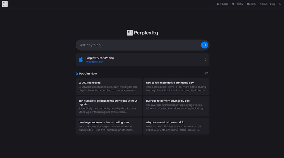 Perplexity is a lightning-fast, totally free ChatGPT app you can use on ...