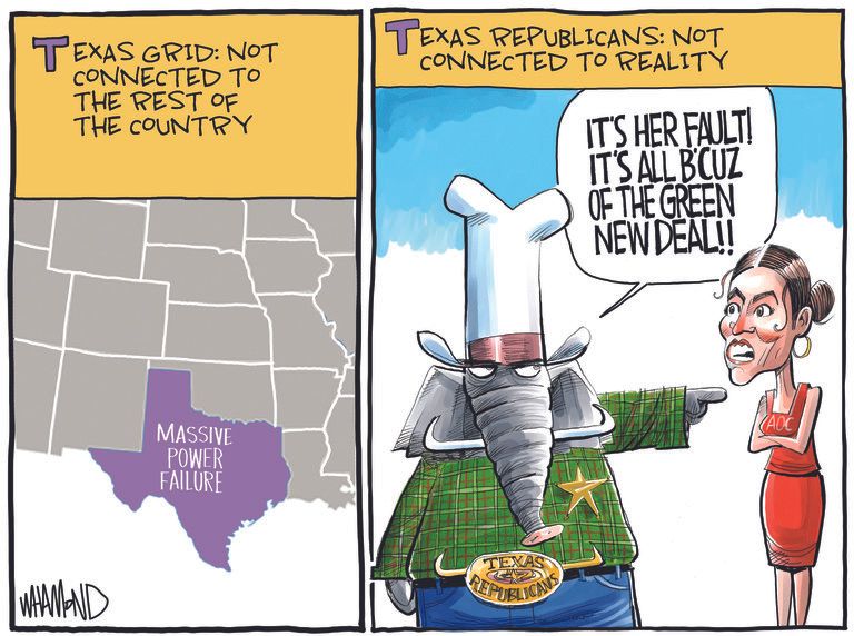 Political Cartoon U.S. texas winter power AOC green new deal | The Week