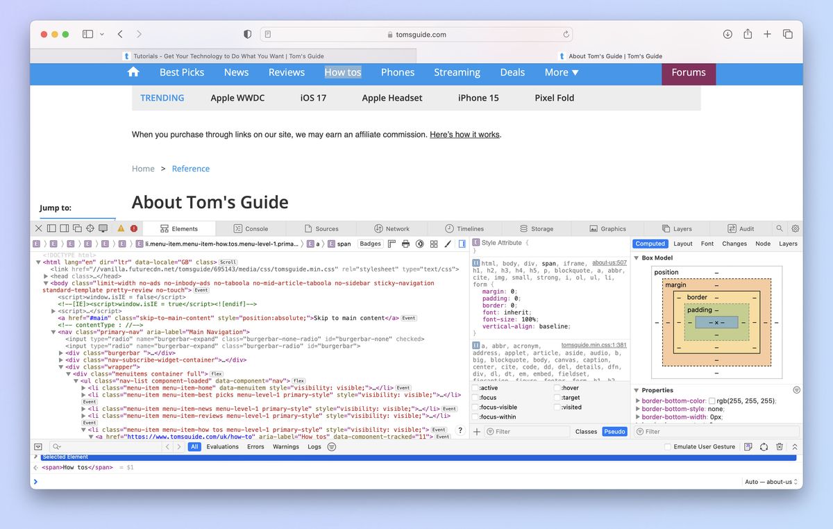 How to Inspect Element on Safari for Mac | Tom's Guide