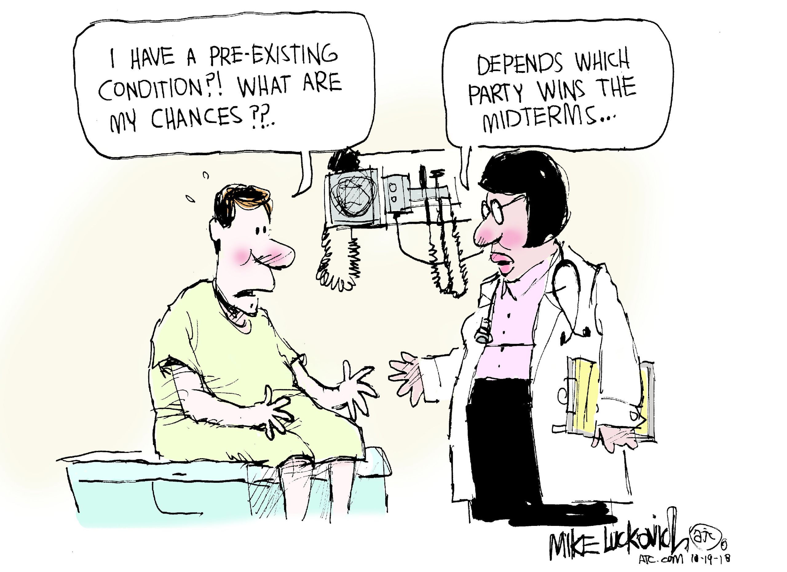 Political cartoon U.S. healthcare midterm elections preexisting ...