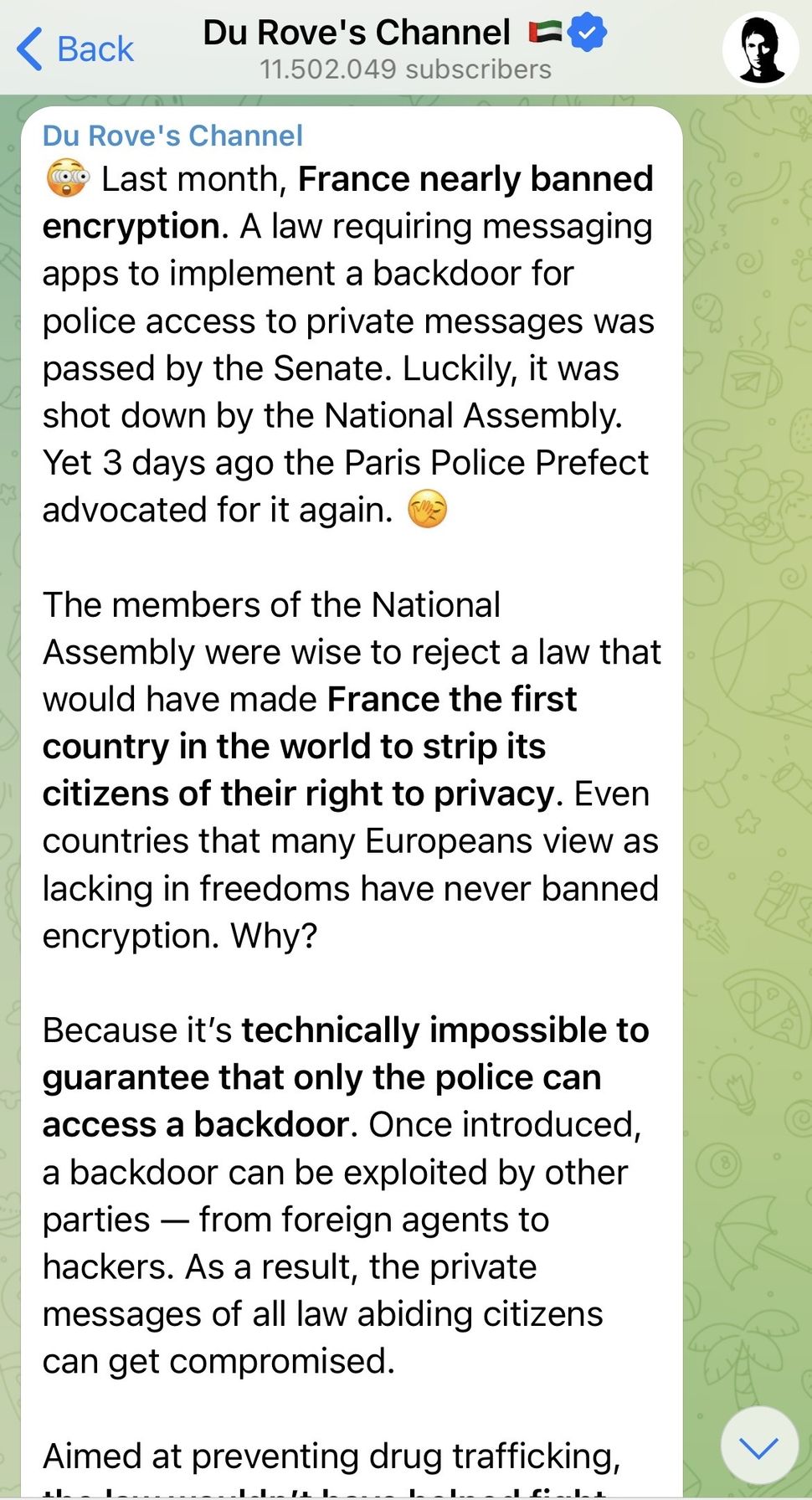 Telegram pledges to exit the market rather than "undermine encryption ...