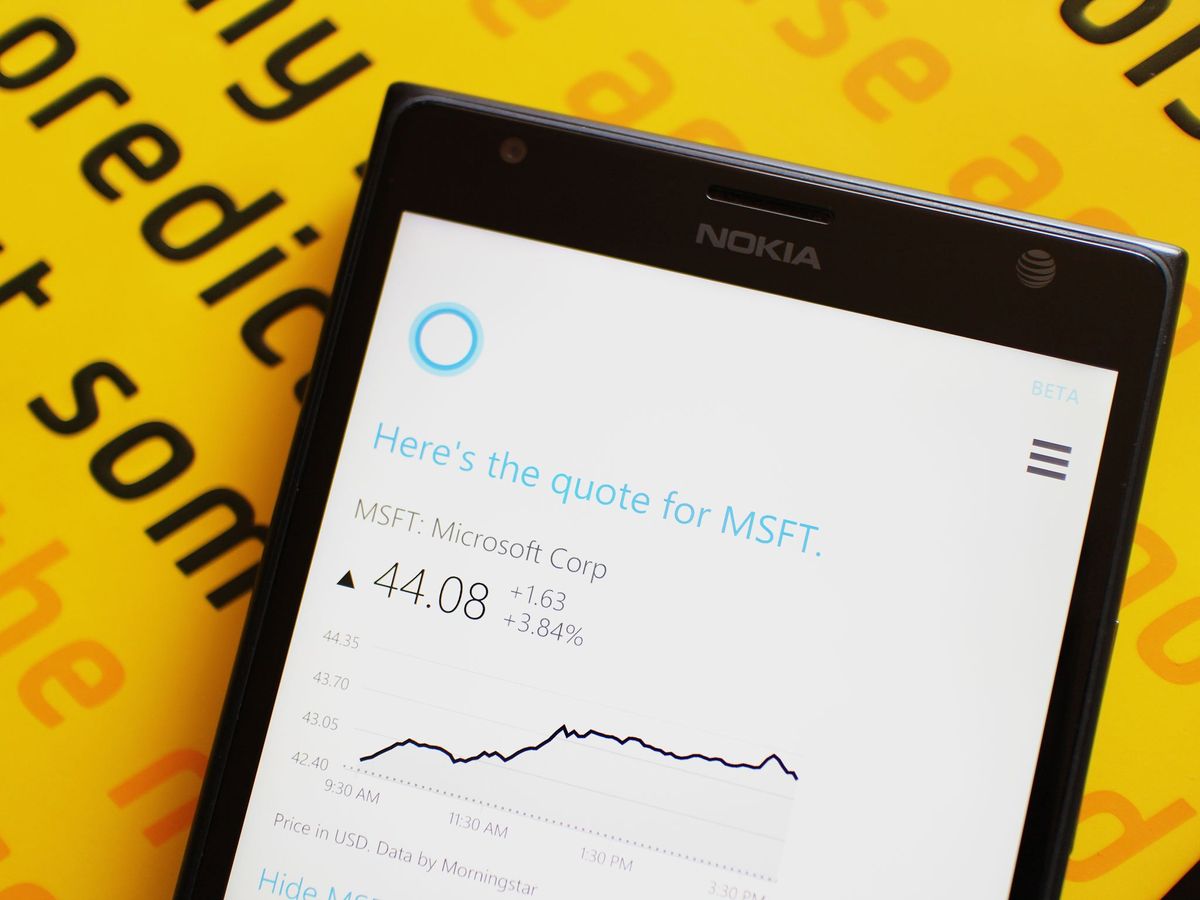 Cortana showing a stock chart is a nice touch on Windows Phone 8.1 ...