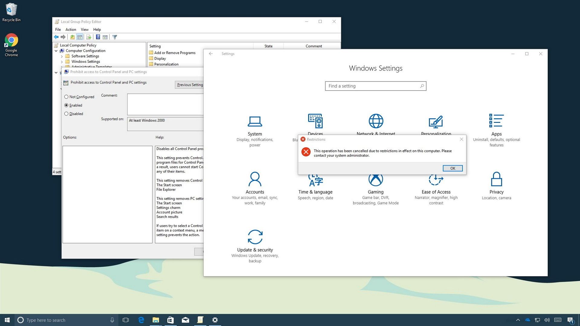 How to disable access to Windows 10's Settings app and Control Panel ...