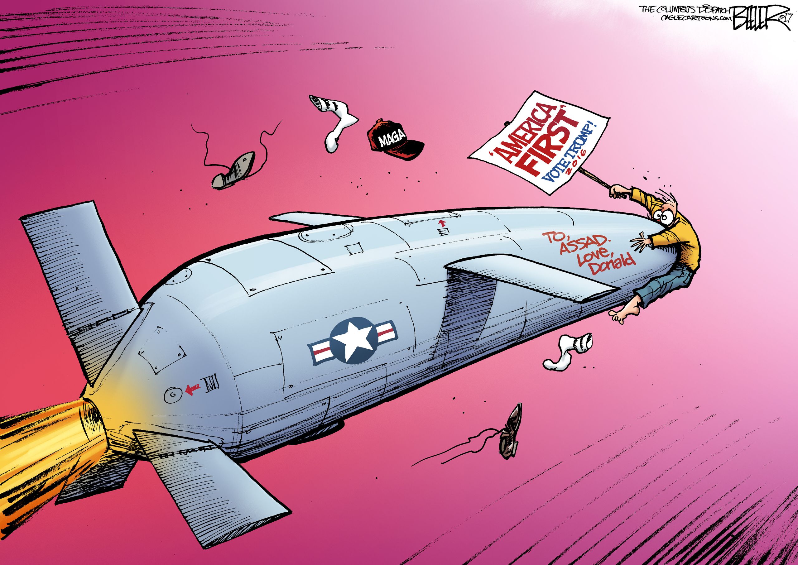 Political Cartoon U.S. Trump Syra Assad Make America Great Again War ...