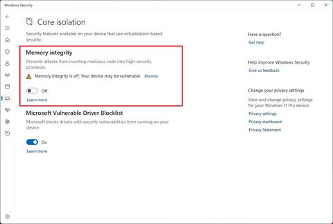 How to enable Core isolation's Memory integrity feature on Windows 11 ...