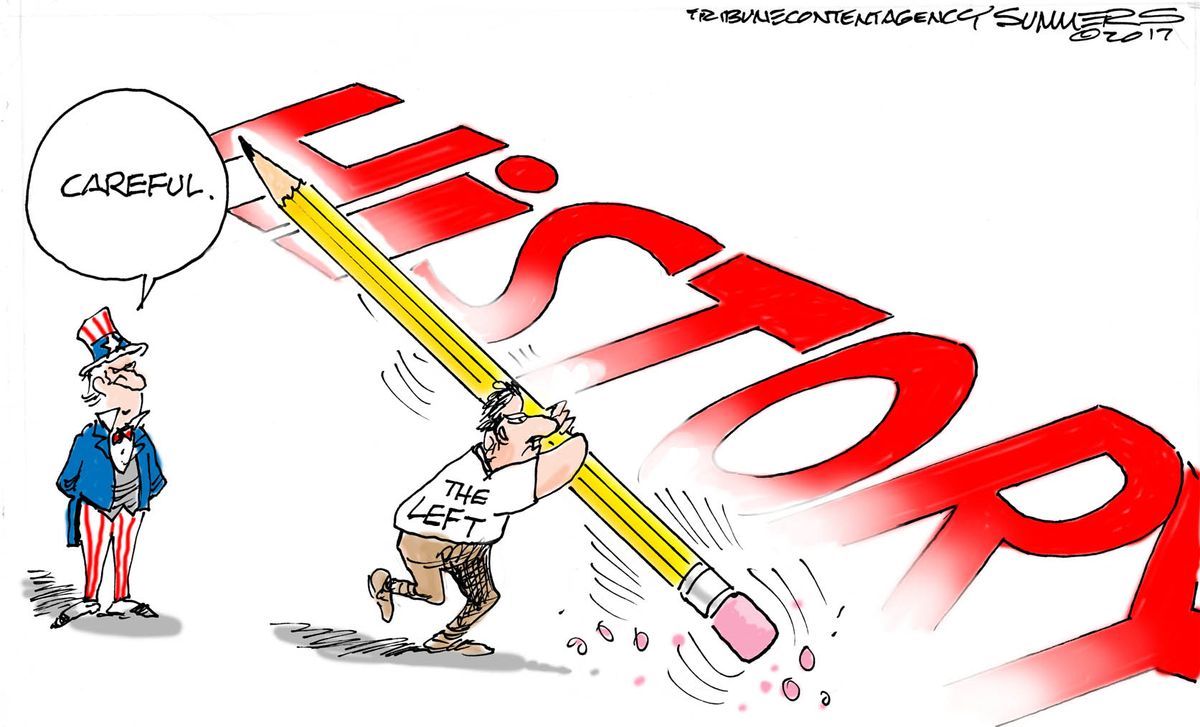 Political cartoon U.S. Confederate monuments left alternate history ...