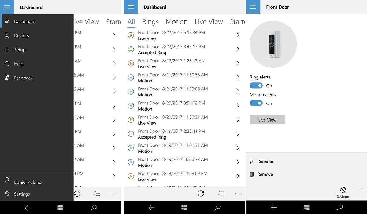 Sneak peek of Ring Video Doorbell 2.0 for Windows 10 and Mobile ...