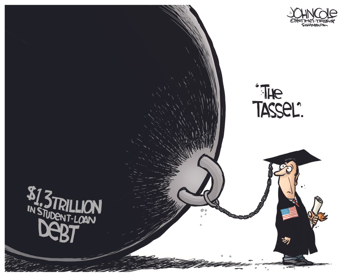 Editorial cartoon U.S. College graduation student loans debt | The Week