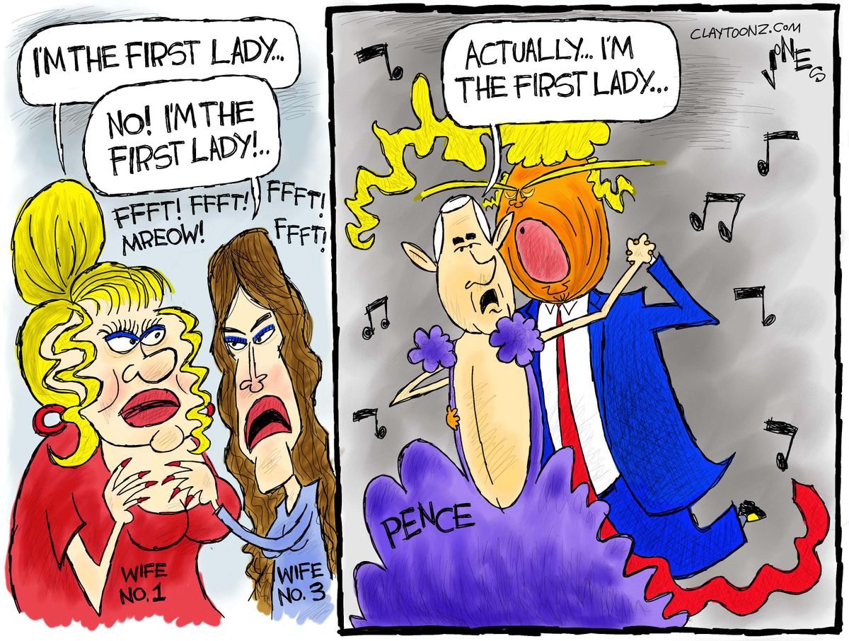 Political cartoon U.S. Ivana Trump first lady Melania Mike Pence | The Week