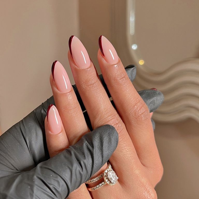Burgundy French Tip Nails Are Elegant, Minimal and Chic | Who What Wear