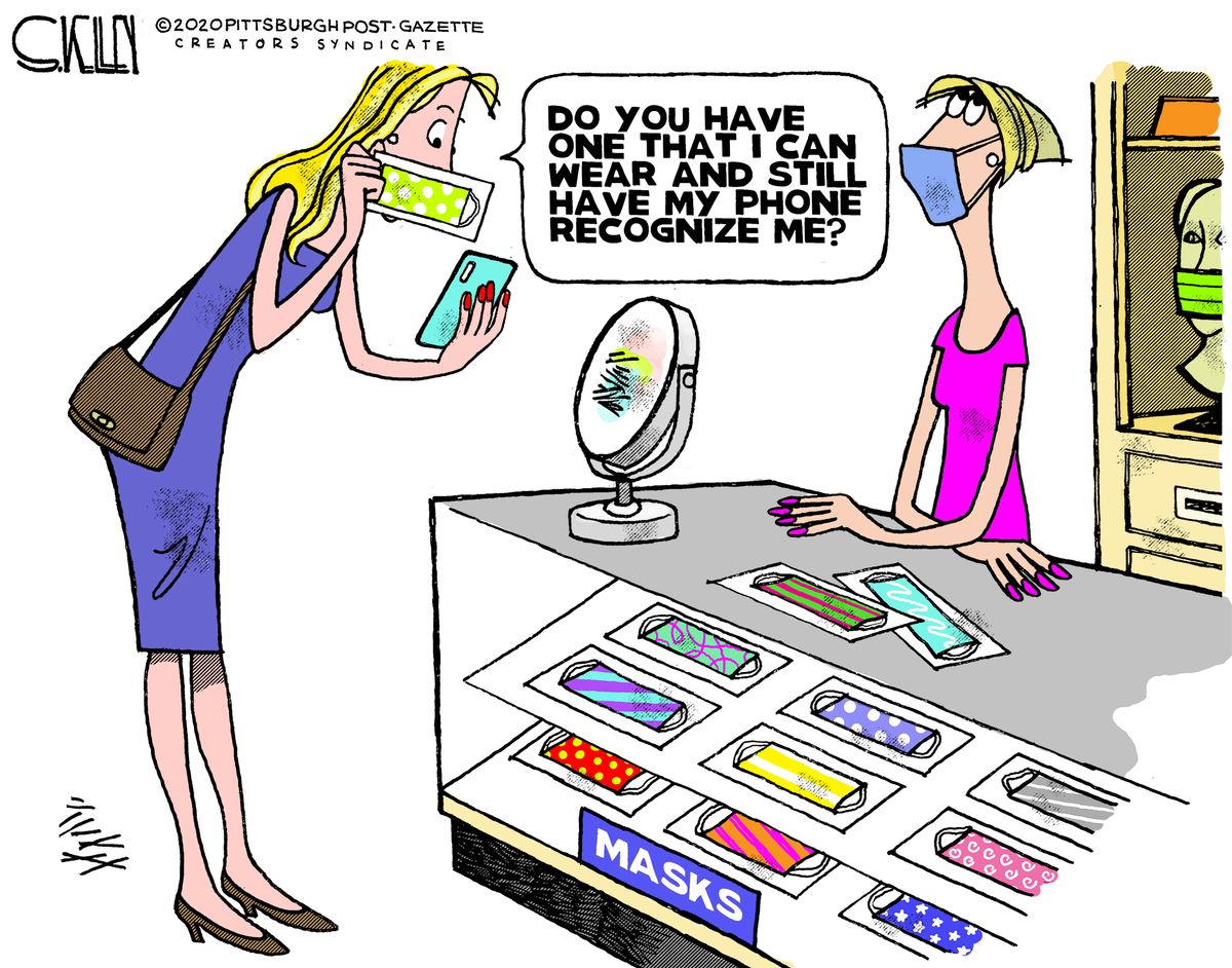 Editorial Cartoon U.S. mask phone social media | The Week