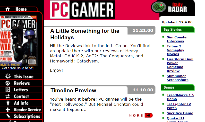 The PC Gamer website through the decades, from the '90s to today | PC Gamer