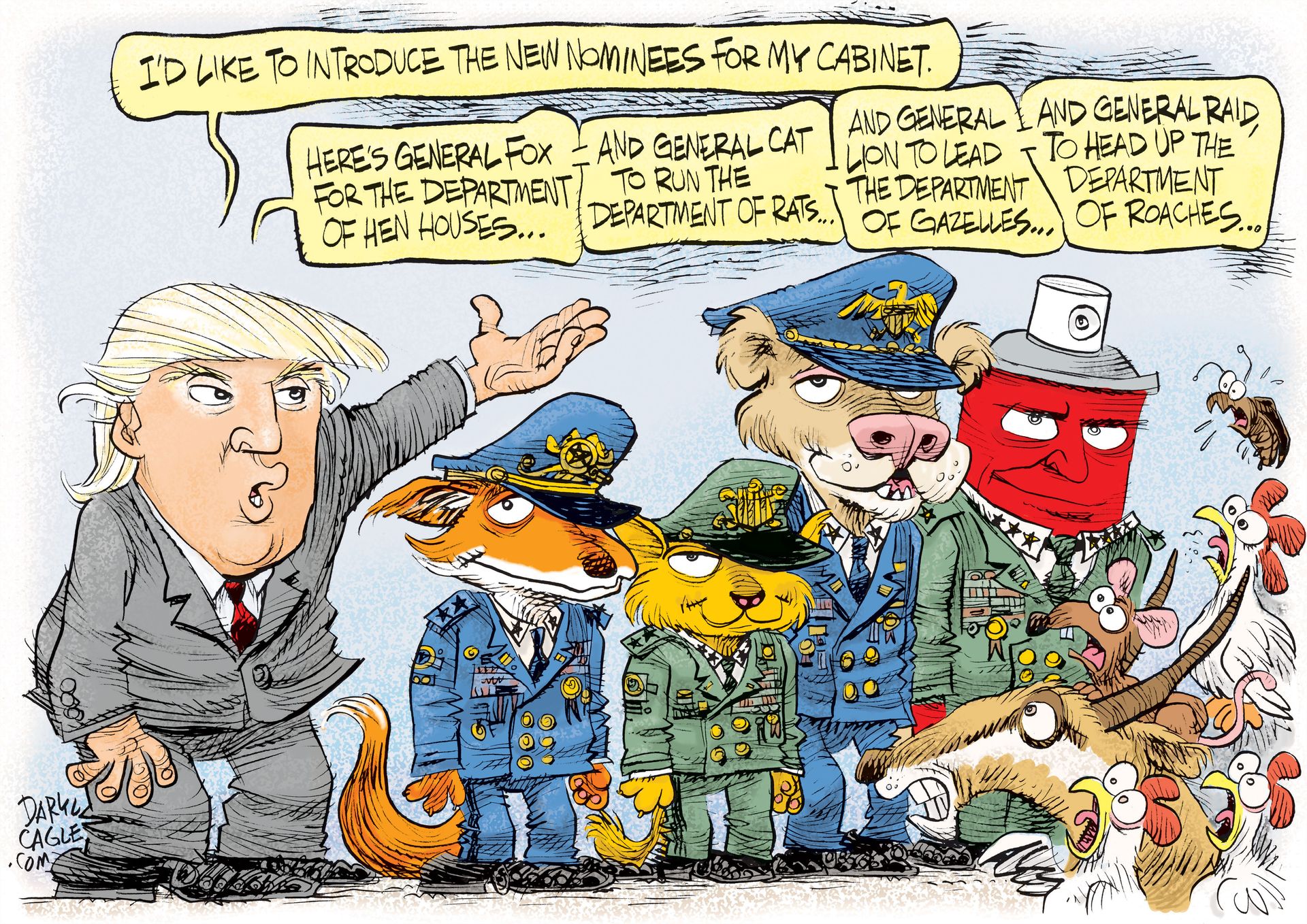Political cartoon U.S. Donald Trump Cabinet nominees animals | The Week