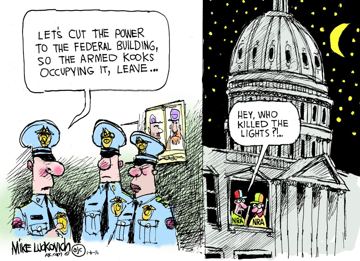 Political cartoon U.S. NRA Fed Occupation | The Week