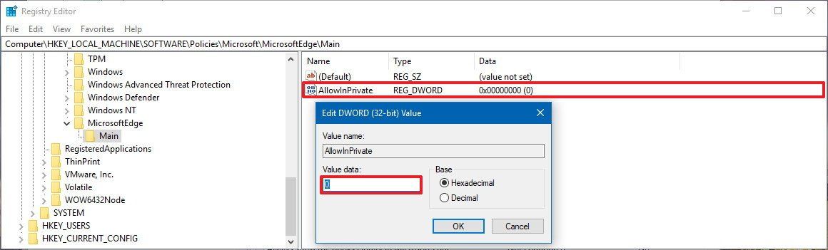 How to disable Microsoft Edge InPrivate browsing on Windows 10 ...